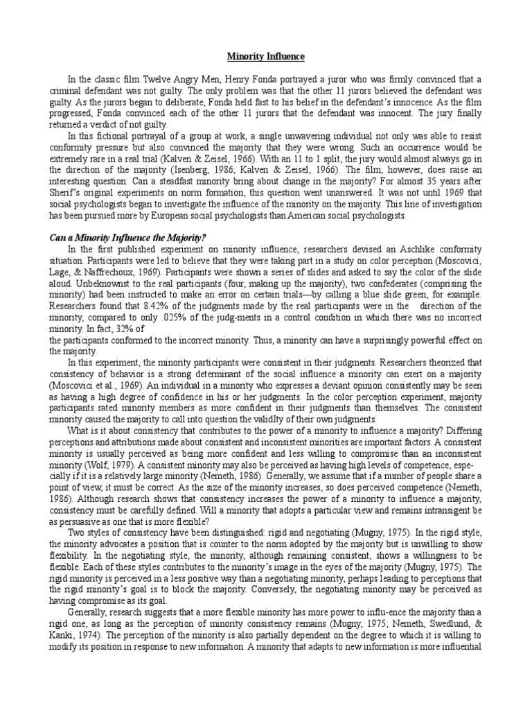 Can A Minority Influence The Majority? | PDF | Perception | Social ...