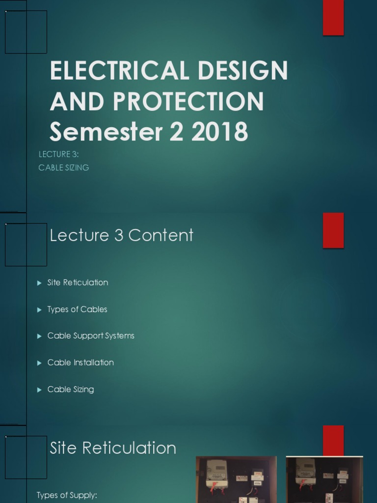 Electrical Design and Protection Lecture 3 | PDF | Electrical Wiring ...