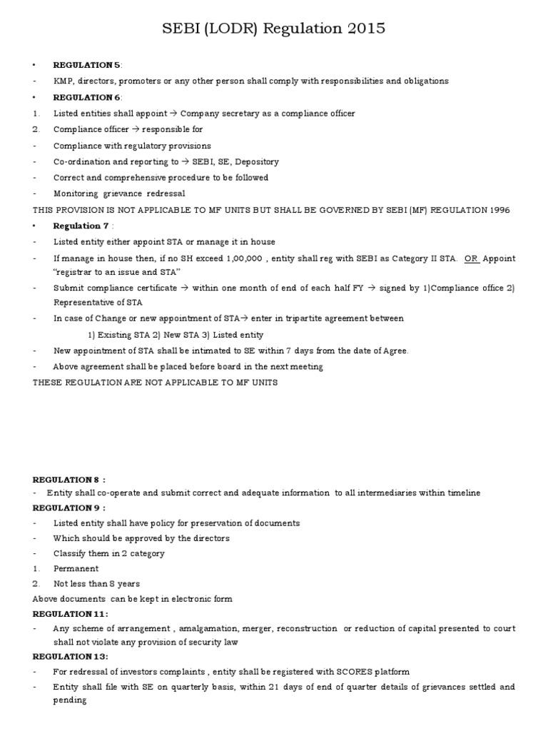 SEBI (LODR) Regulation 2015 | PDF | Dividend | Board Of Directors