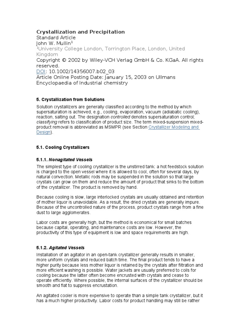 Crystallization Equipment | PDF | Crystallization | Coolant