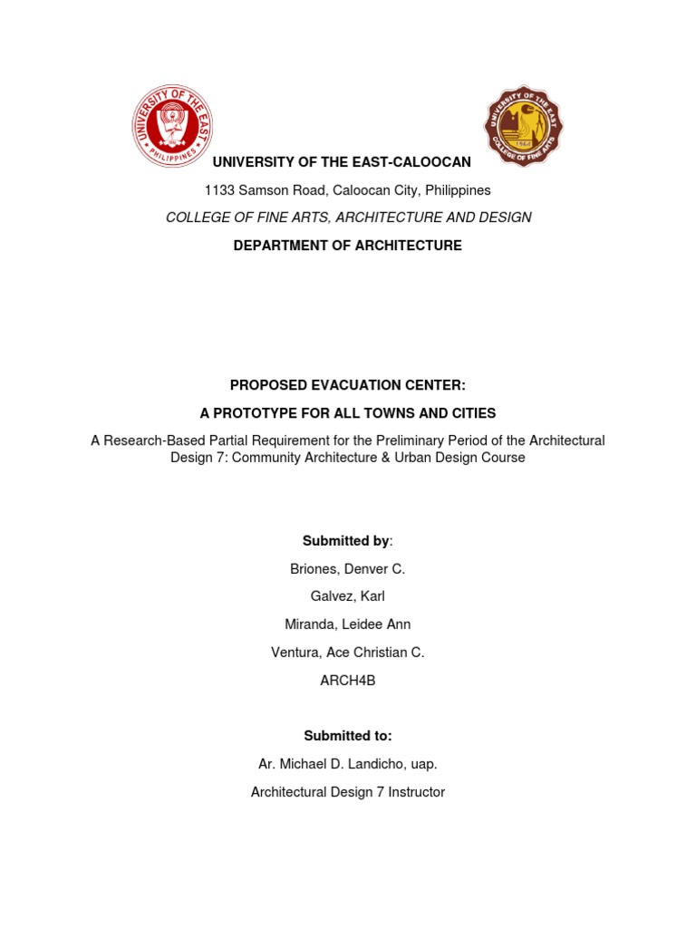 Proposed Evacuation Center With Research Objectives | PDF | Hazards ...