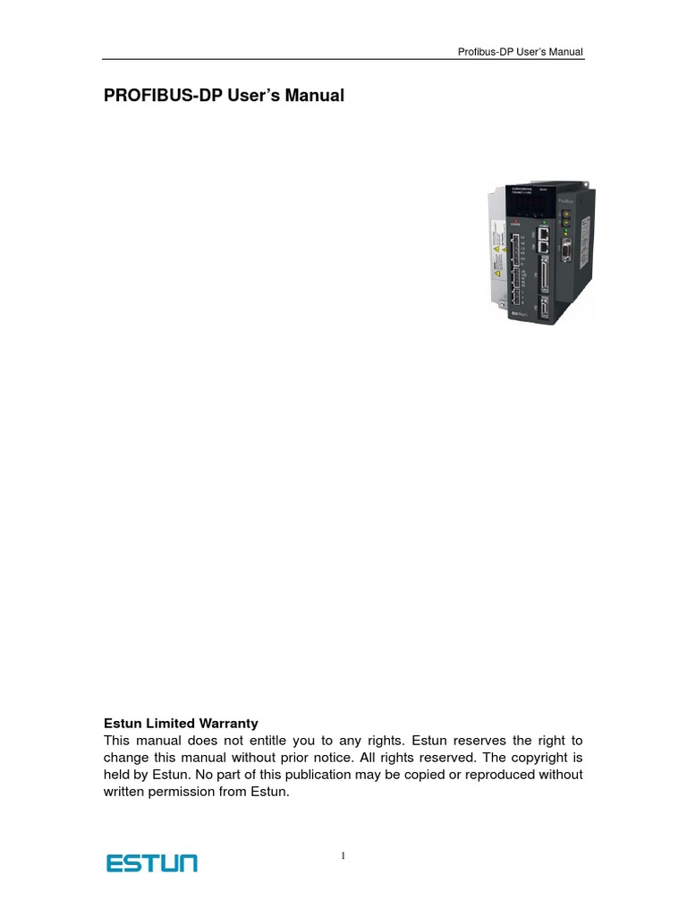 (Manual) Estun ProNet PROFIBUS Communication EN v1.01 PDF | PDF | Data ...