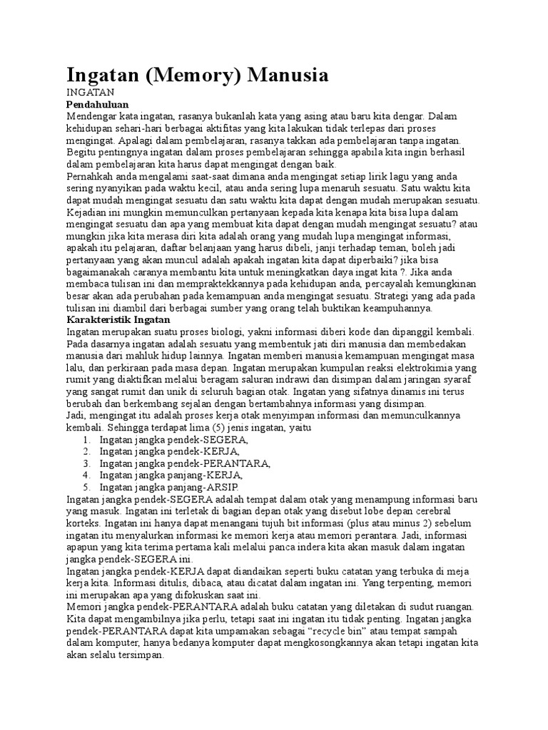 Ingatan | PDF | Kajian Bahasa Asing