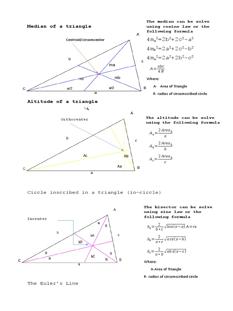 Median of A Triangle | PDF | Triangle | Area