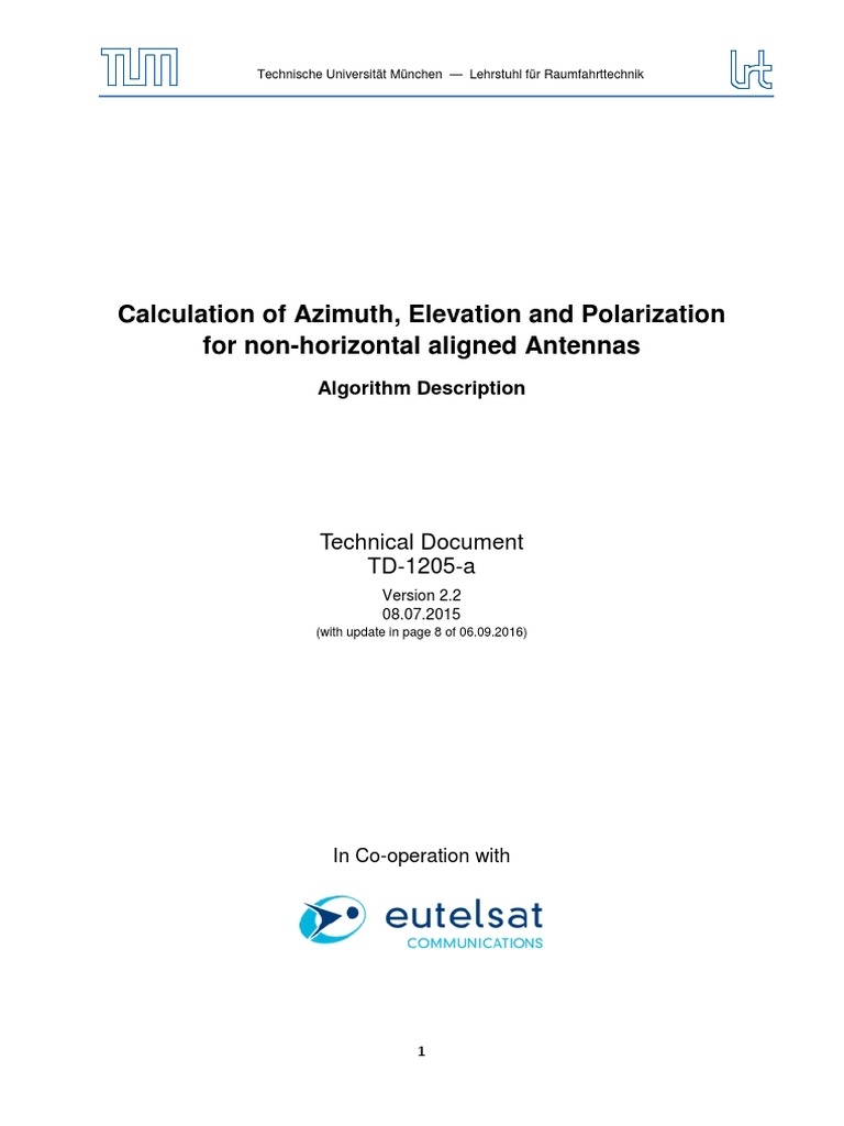 Azimuth and Elevation Calculation for Antennas | PDF | Cartesian ...