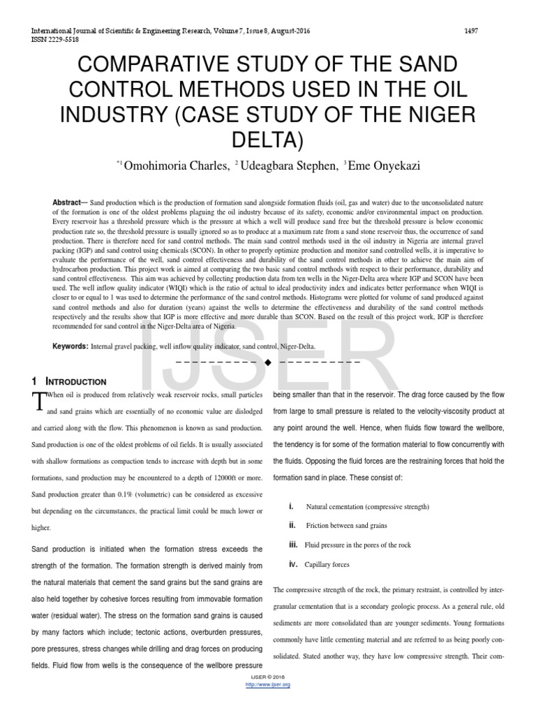 Comparative Study of The Sand Control Methods Used in The Oil Industry ...