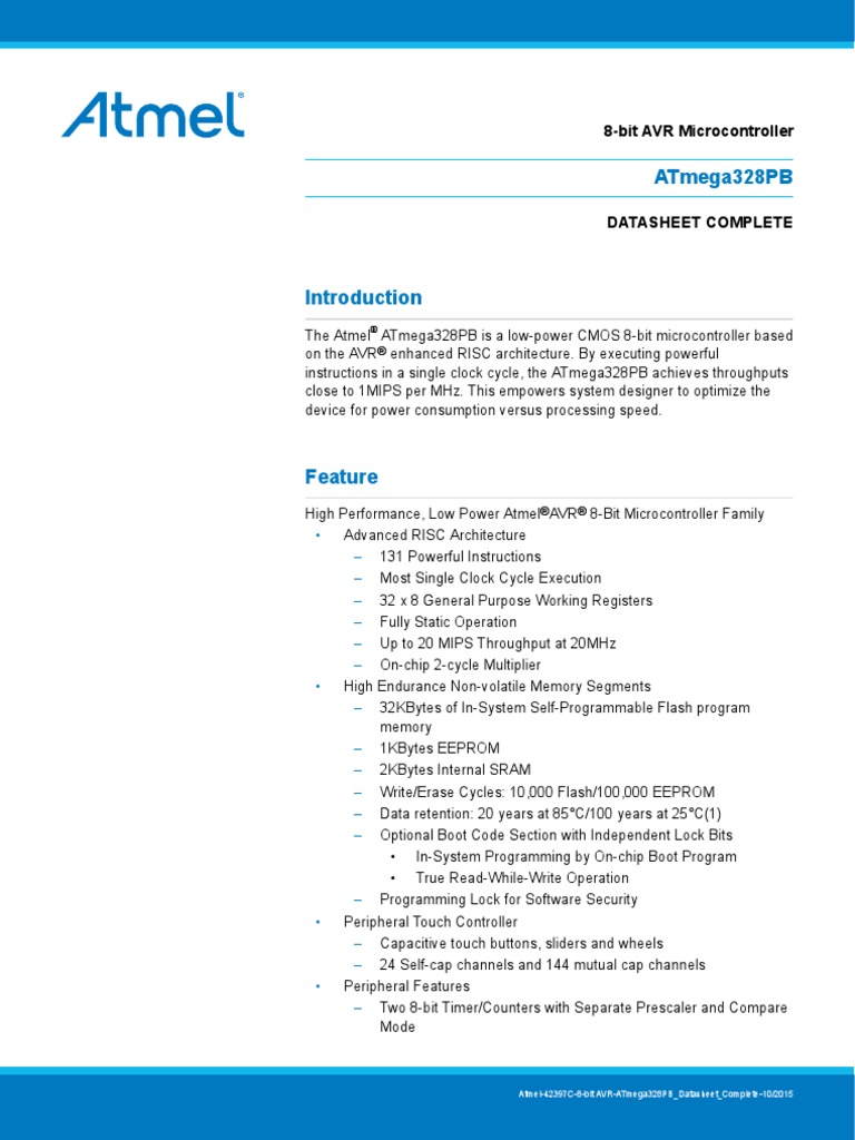 Atmel 328 P | PDF | Microcontroller | Flash Memory