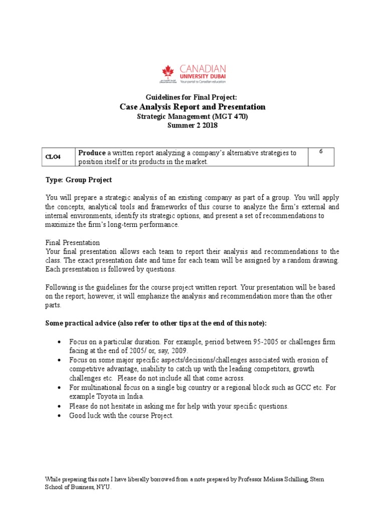 MGT 470 Case Analysis Guidelines | PDF | Strategic Management | Rubric ...