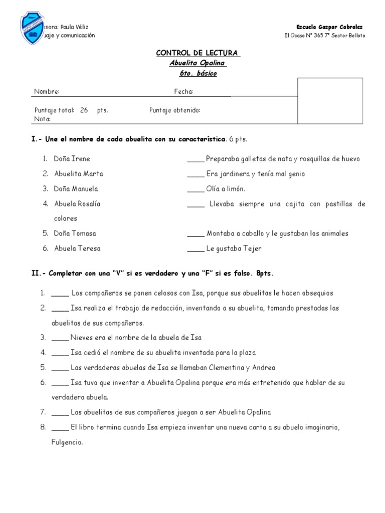 Abuelita Opalina 6to Pdf Ocio