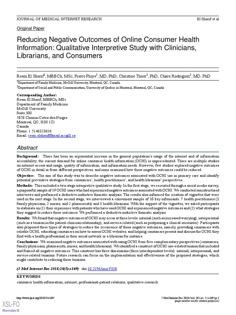 Reducing Negative Outcomes of Online Consumer Health Information ...