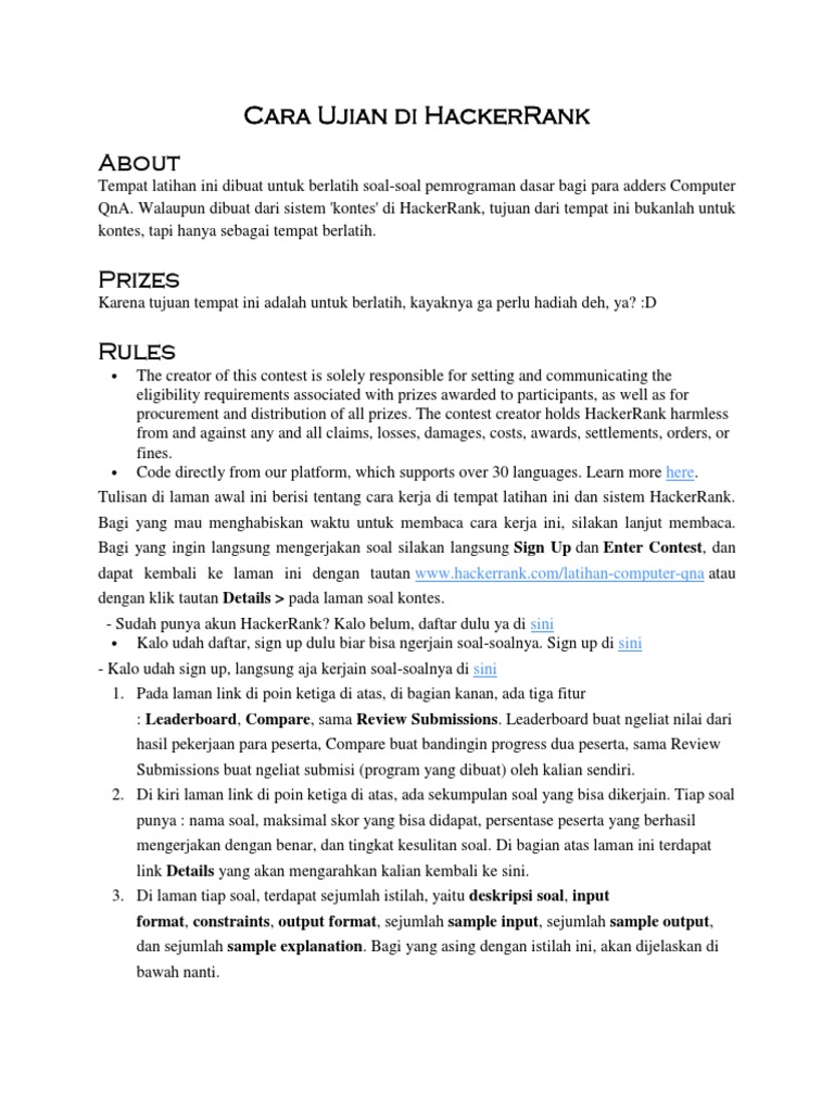 Panduan Ujian di HackerRank | PDF