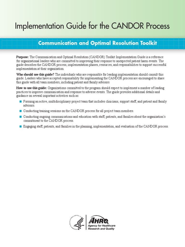 Implementation Guide For The CANDOR Process: Communication and Optimal ...