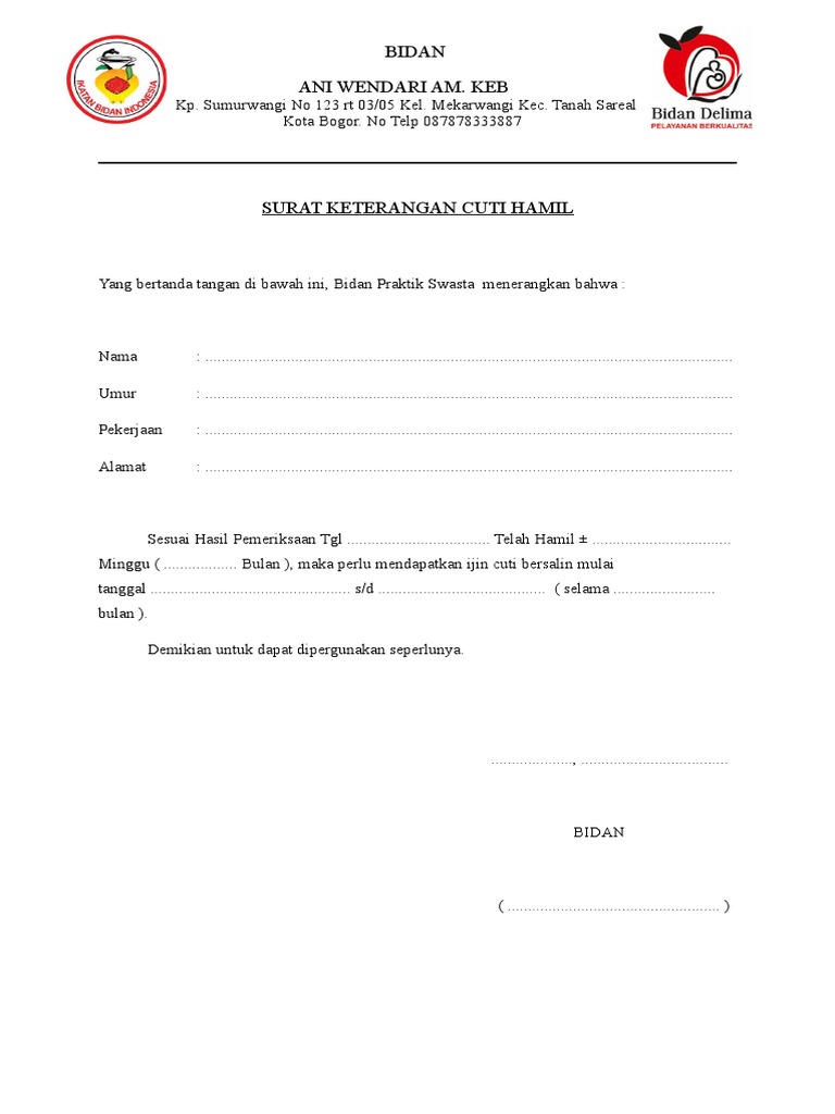 Surat Keterangan Cuti Hamil | PDF