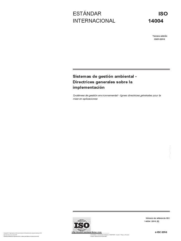 iso-14004-2016.pdf | Organización internacional para la estandarización ...
