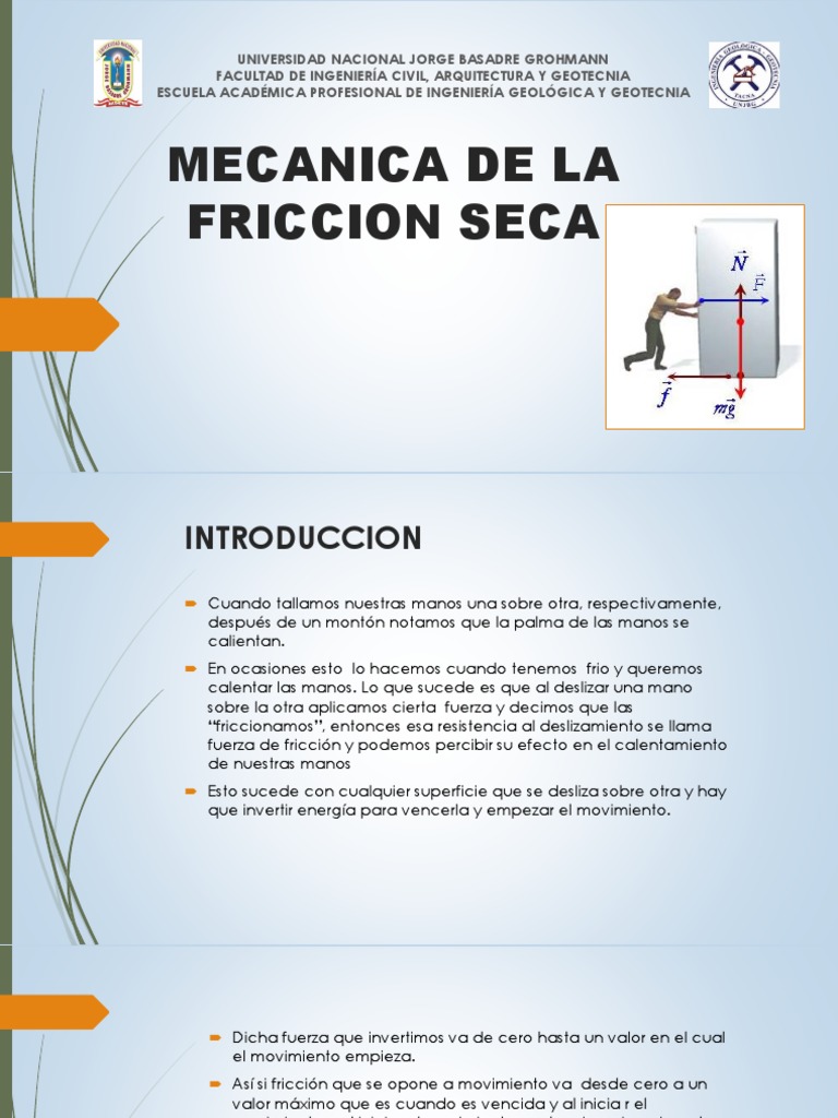 Mecanica de La Friccion Seca | Fricción | Fuerza
