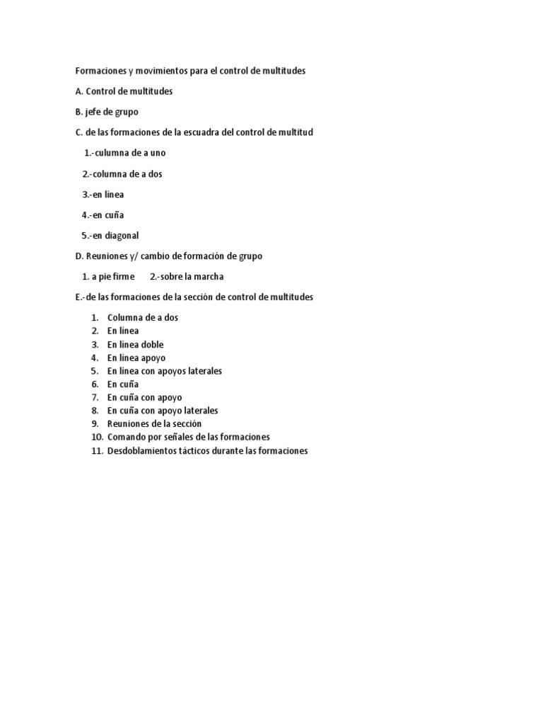 Formaciones y Movimientos para El Control de Multitudes | PDF