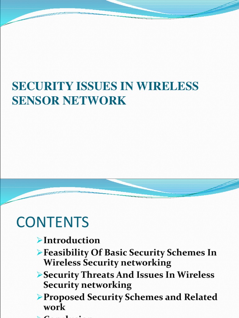 Security Issues in Wireless Sensor Network | PDF | Wireless Sensor ...