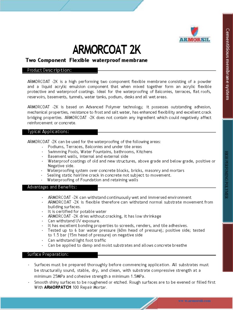 Armorcoat 2K 2 PDF | PDF | Adhesive | Concrete