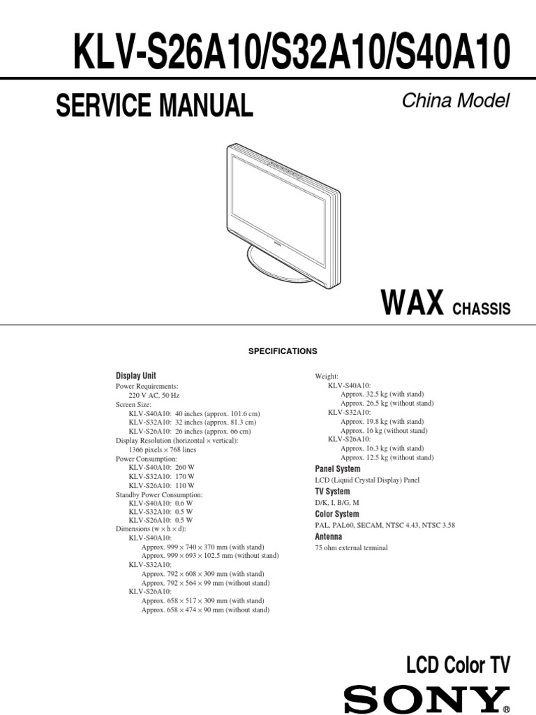 sony-klv-s26a10_s32a10_s40a10-chwax | Television Technology | Digital ...