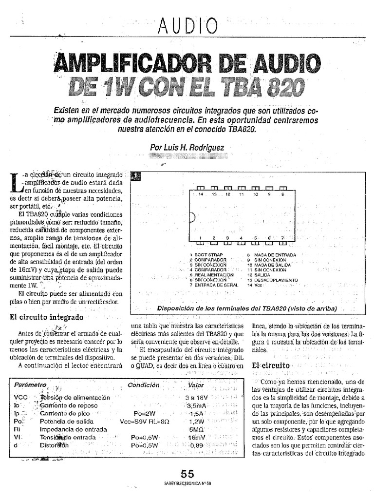 Amplificador de 1W Con TBA820 | PDF