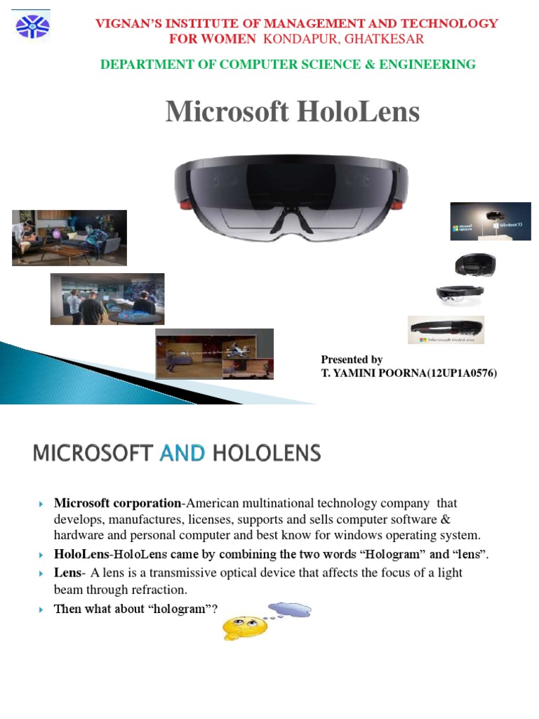 Microsoft Hololens: Department of Computer Science & Engineering | PDF | Holography | Computing