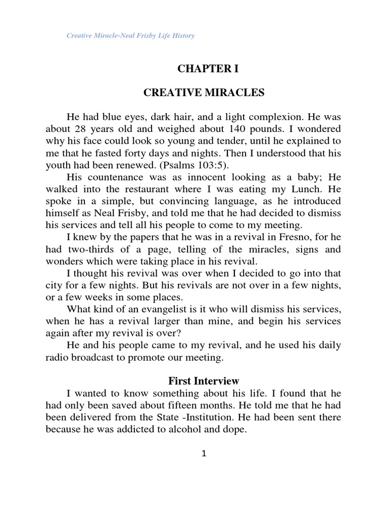 Neal Frisby Life History (CREATIVE MIRACLES) | PDF | Satan | Miracle
