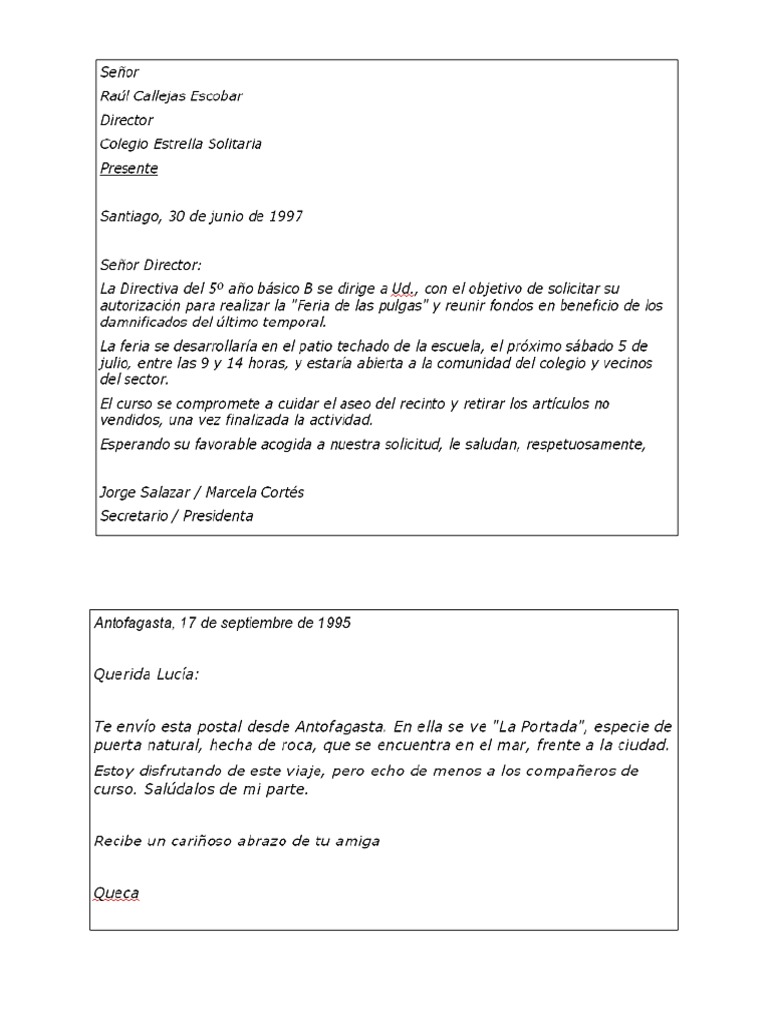 Ejemplo Carta Formal e Informal | PDF