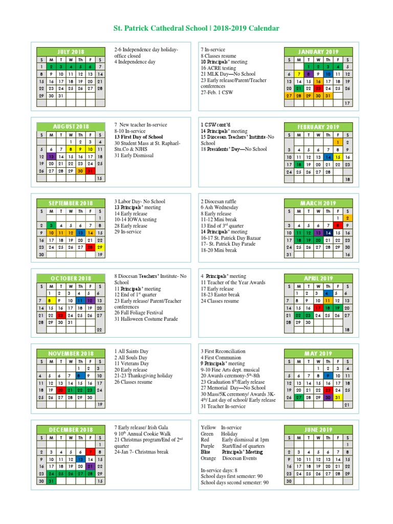 2018-2019 Calendar II | PDF