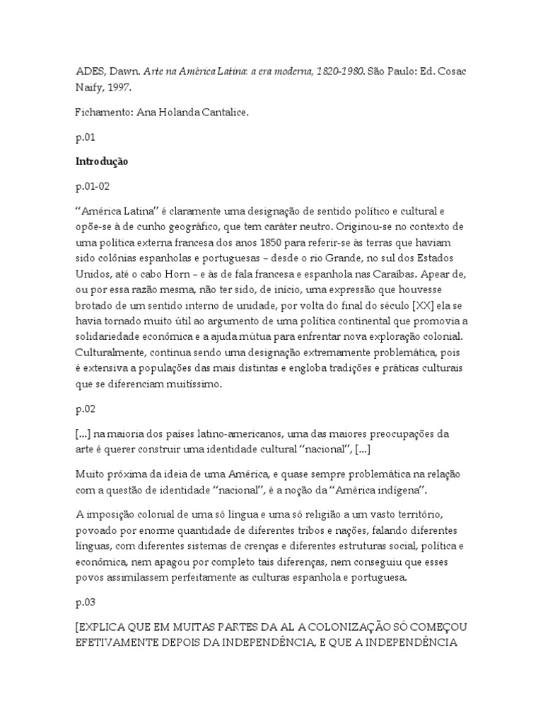 Fichamento - Ades - Arte Na America Latina | PDF | México | América Latina