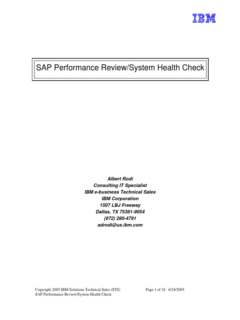 SAP Health Check | PDF | Ibm Db2 | Operating System