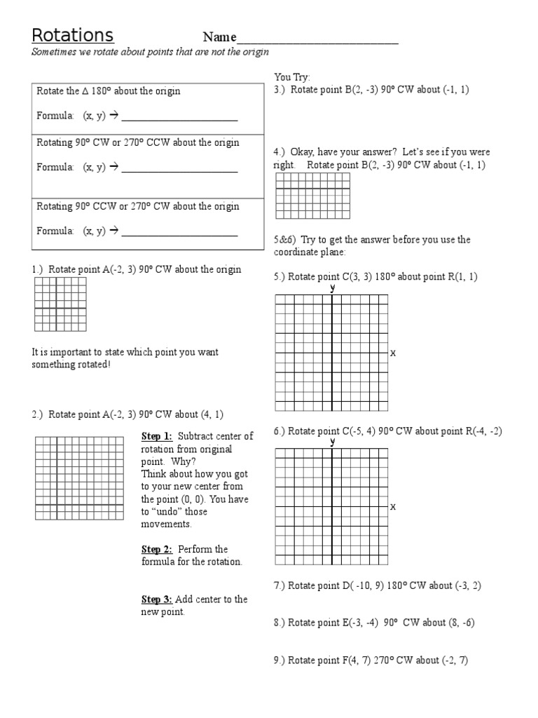 Ws Rotations Not at Origin Notes and Practice | PDF | Space | Geometry