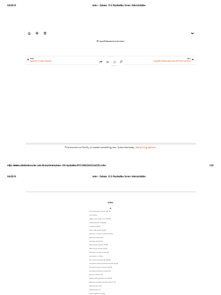 Index - Sybase 15.0 Replication Server Administration | PDF ...