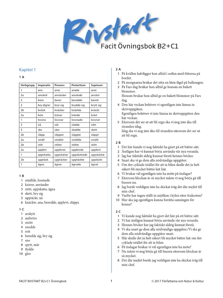 Rivstart B2 C1 Facit OB | PDF
