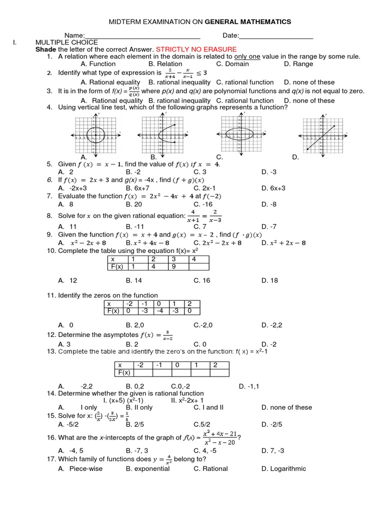 Gen Math 1st Quarterly Exam 2018 Upload | PDF | Function (Mathematics ...