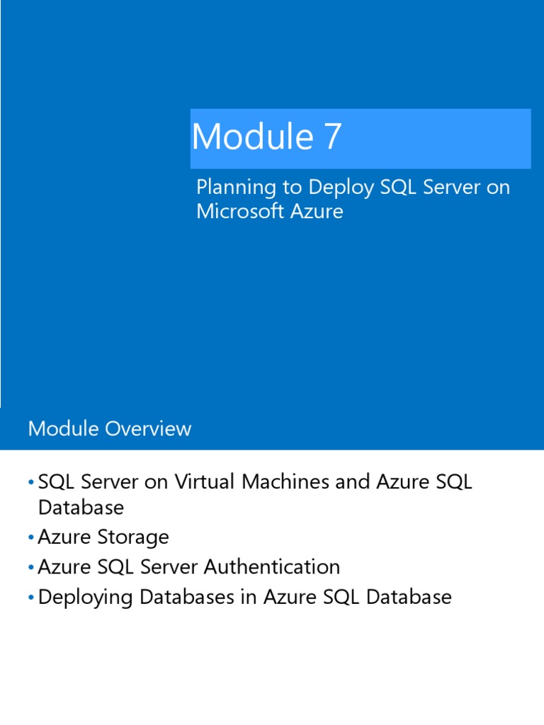 20765C 07 | PDF | Microsoft Azure | Microsoft Sql Server