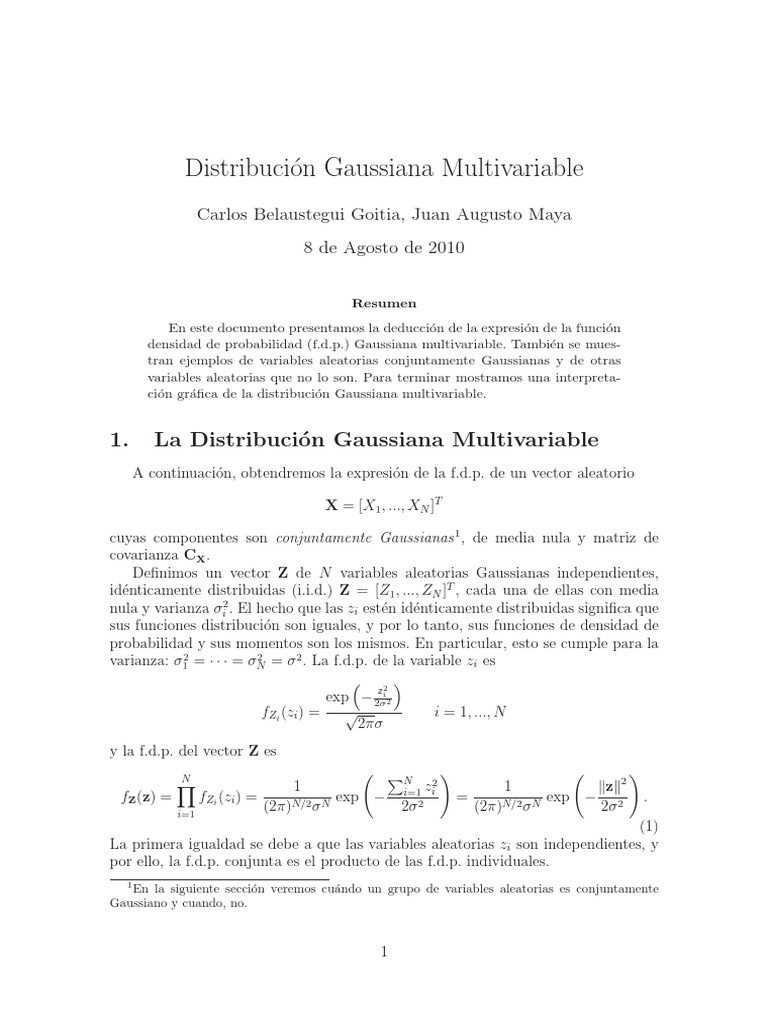 Gaussiana Multivariable PDF | PDF | Valores propios y vectores propios ...