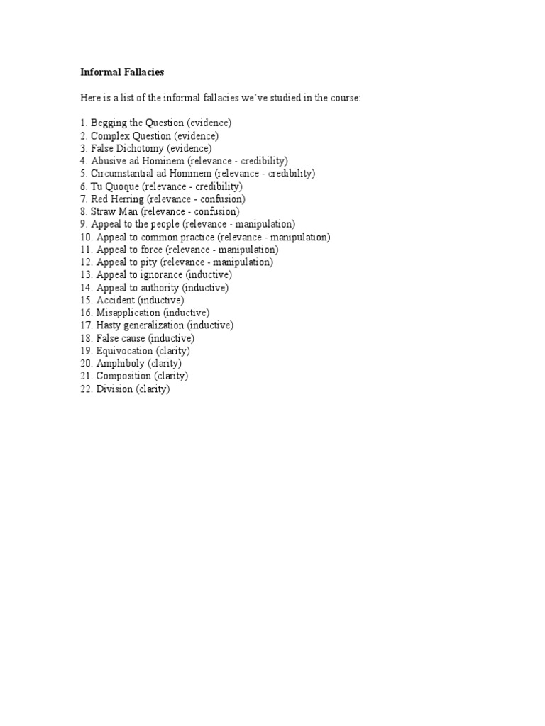 Fallacies | PDF | Social Science | Science & Mathematics