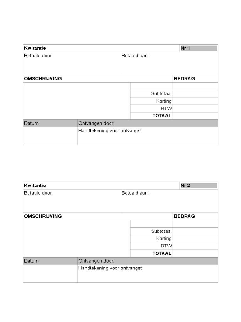 Kwitantie Voorbeeld | PDF
