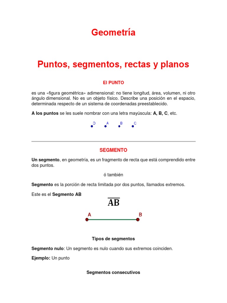 Definición y tipos de segmentos en geometría | PDF
