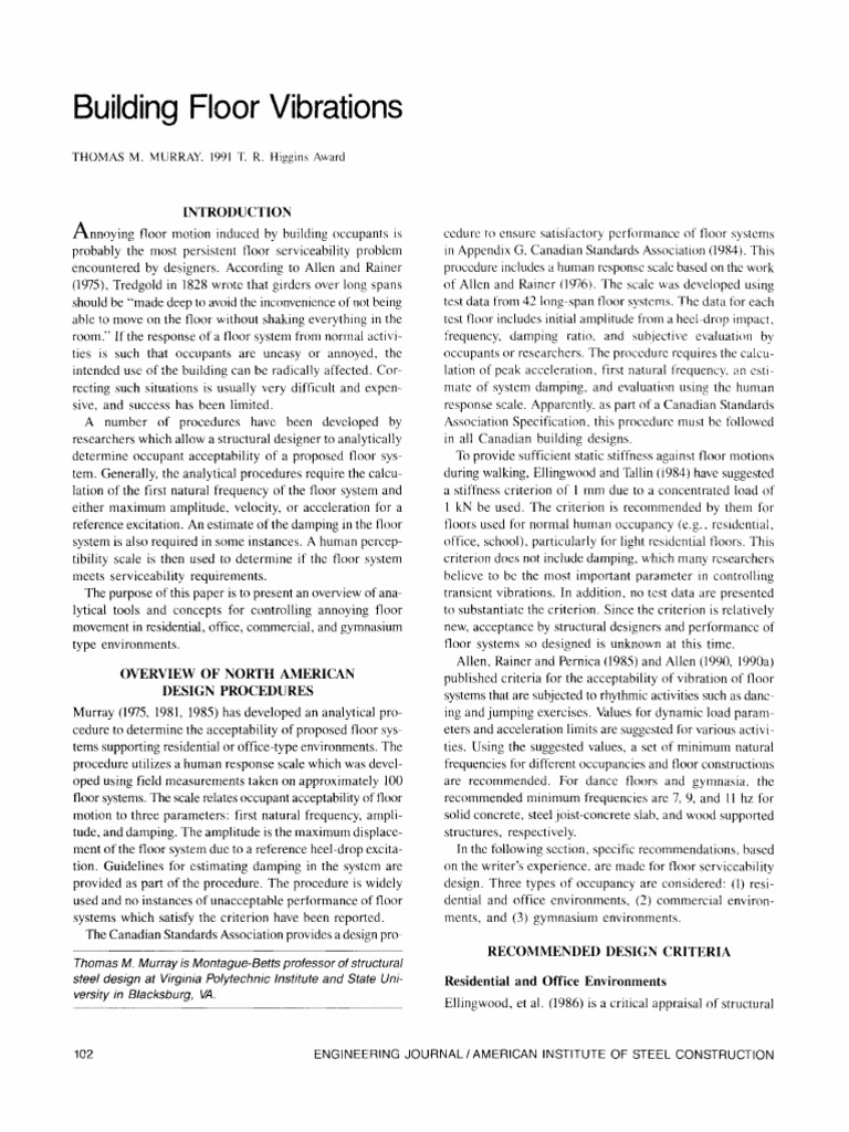Building Floor Vibrations PDF | PDF | Resonance | Frequency