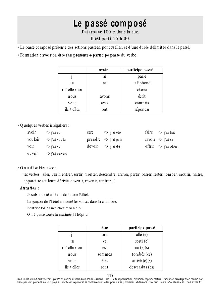 Passé composé.pdf | Grammaire | Mécanique du langage