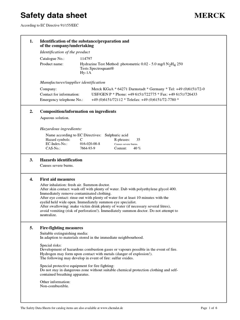 Msds Merck 2 | PDF | Toxicity | Personal Protective Equipment