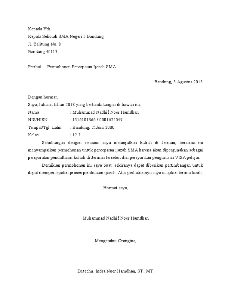 Surat Permohonan Percepatan Ijasah | PDF | Karier & Perkembangan