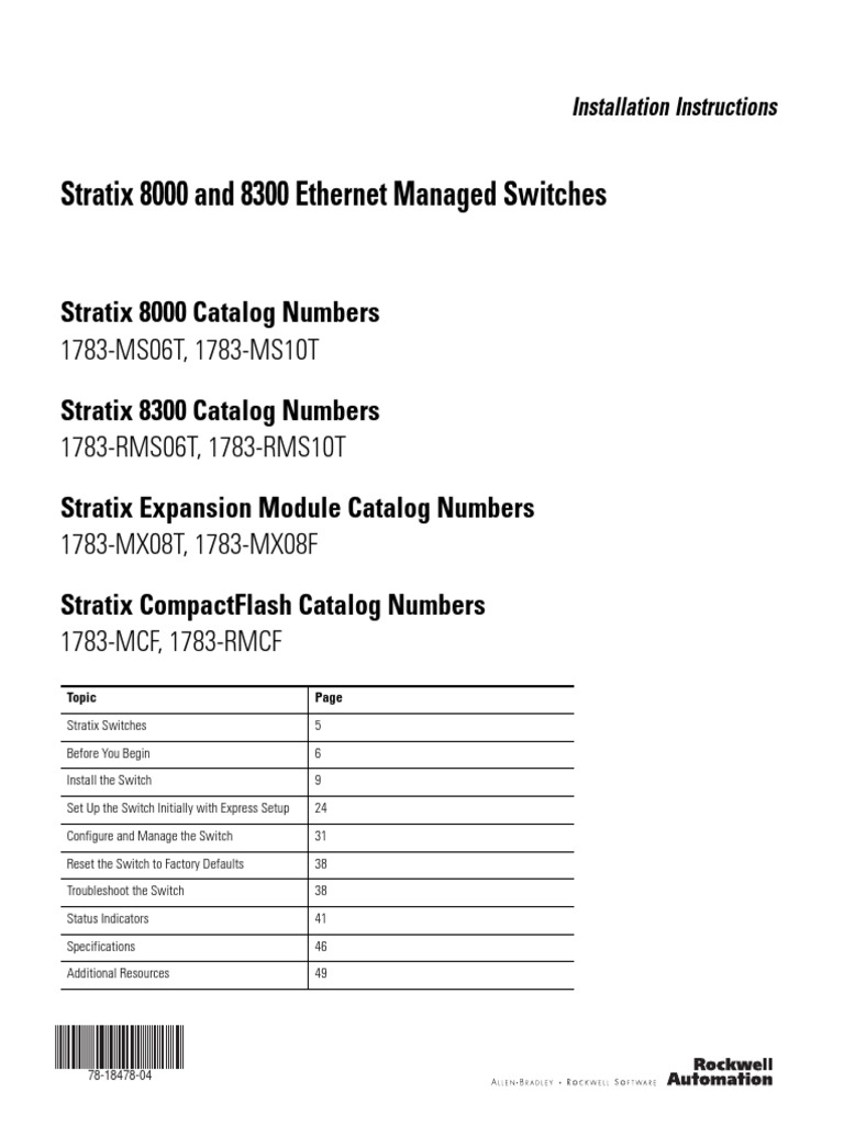 Stratix 8000 PDF | PDF | Electrical Connector | Network Switch