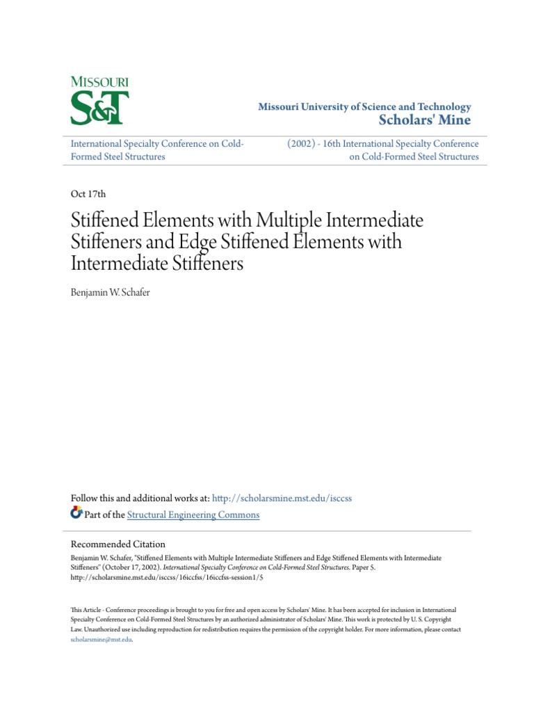 Stiffened Elements With Multiple Intermediate Stiffeners and Edge | PDF ...