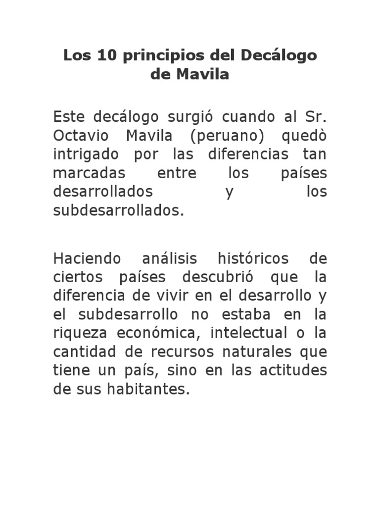 Decálogo de Desarrollo de Octavio Mavila | PDF | Crecimiento personal y ...
