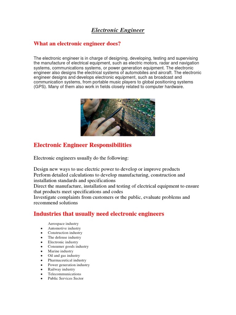 What An Electronic Engineer Does? | PDF | Engineer | Engineering