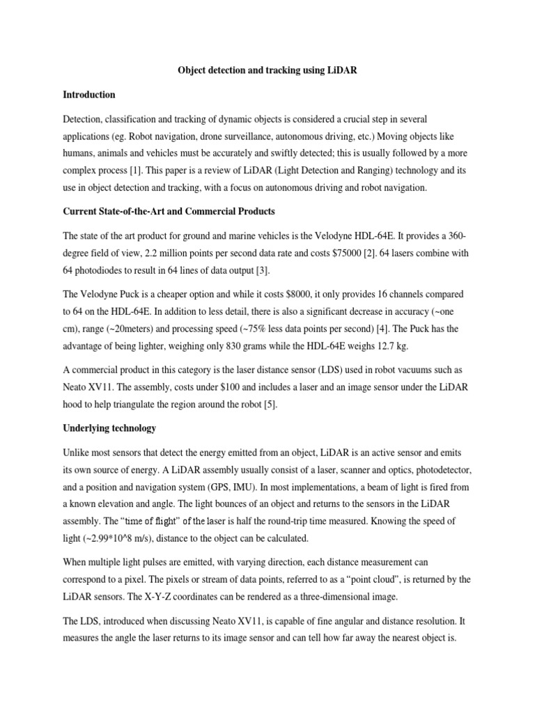 LIDAR Based Object Detection | PDF | Lidar | Optics