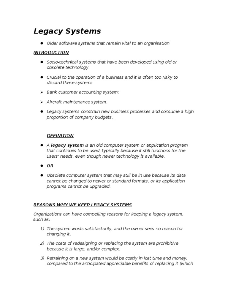 Navigating Legacy Systems Evaluating Business Value And Technical