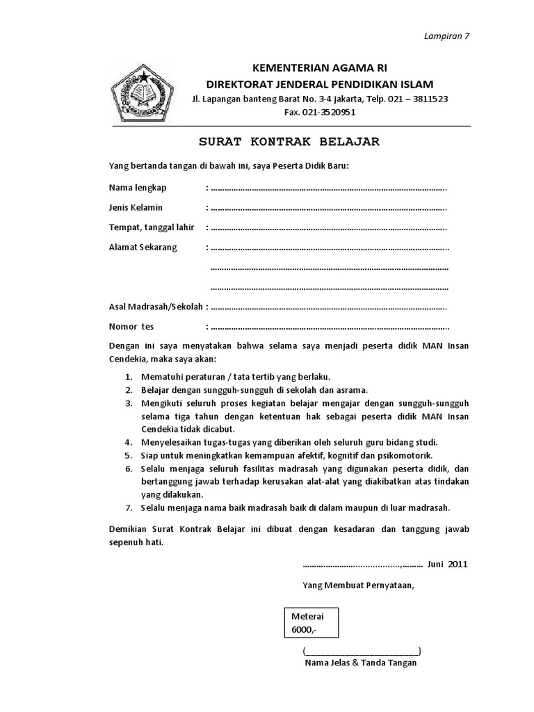 Kontrak Belajar PDF | PDF